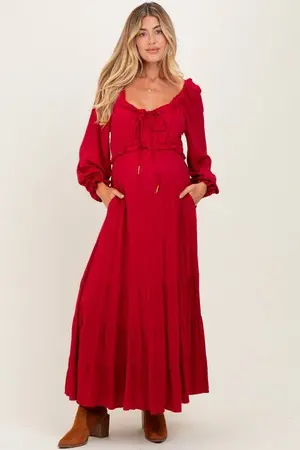 PINKBLUSH Ruffled Fit And Flare Maxi Dress