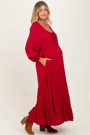 PINKBLUSH Ruffled Fit And Flare Maxi Dress