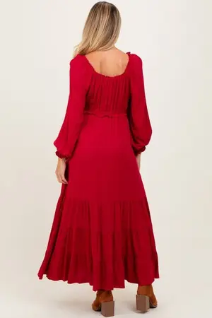 PINKBLUSH Ruffled Fit And Flare Maxi Dress
