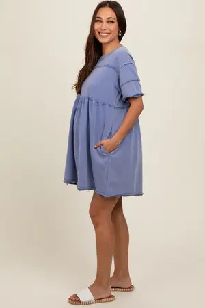 PINKBLUSH Raw Hem Short Sleeve Dress