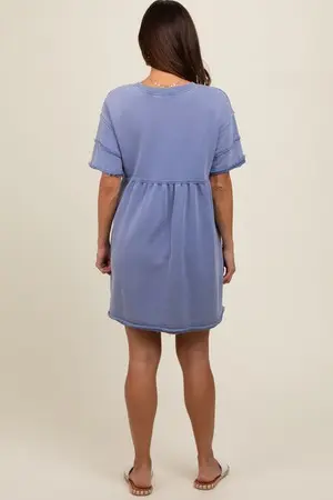 PINKBLUSH Raw Hem Short Sleeve Dress
