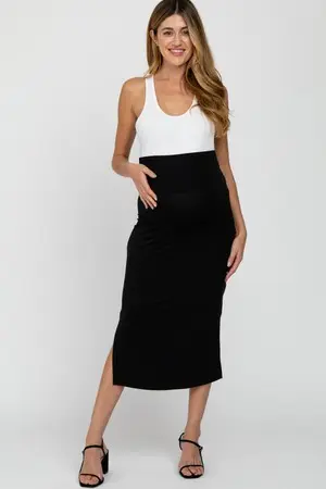 PINKBLUSH Maternity Midi Skirt With Slit