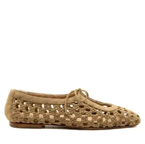 ANDREA GOMEZ Amelia Woven Suede Ballerinas - Beige