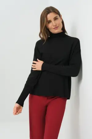 Anatomie Relaxed Fit Mockneck Sweater - Black