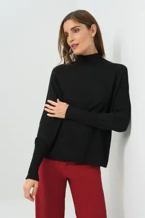 Anatomie Relaxed Fit Mockneck Sweater - Black