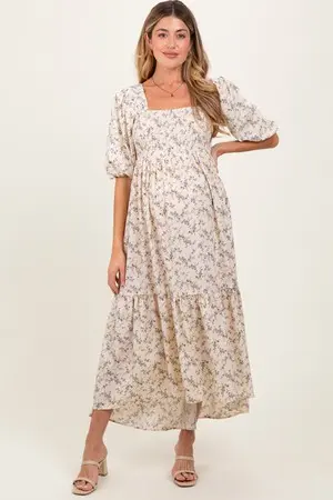 PINKBLUSH Floral Smocked Hi-low Maxi Dress