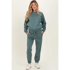 PINKBLUSH Fleece Long Sleeve Pullover & Jogger Set - Jade