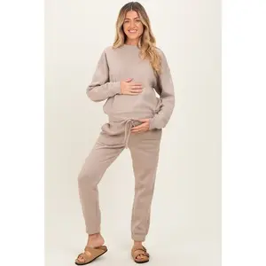 PINKBLUSH Fleece Long Sleeve Pullover & Jogger Set - Mocha