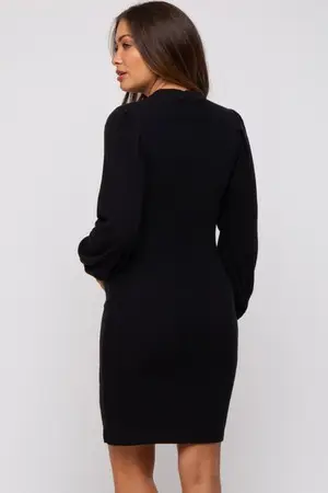 PINKBLUSH Ribbed Long Sleeve Mock Neck Dress