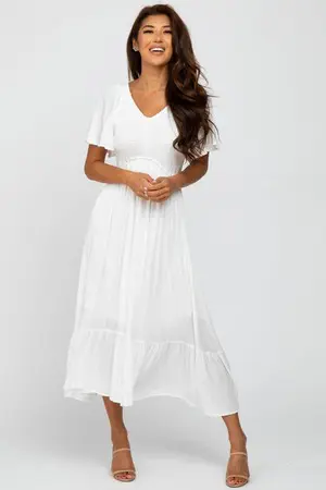 White Bell Sleeve Short Dresses