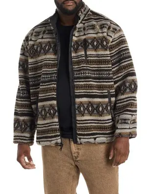 TRUE NATION BY DXL Big & Tall Abstract Printed Fleece Jacket