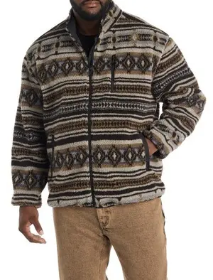 TRUE NATION BY DXL Big & Tall Abstract Printed Fleece Jacket
