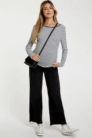 PINKBLUSH Wide Leg Maternity Jeans - Black