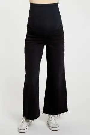PINKBLUSH Wide Leg Maternity Jeans - Black