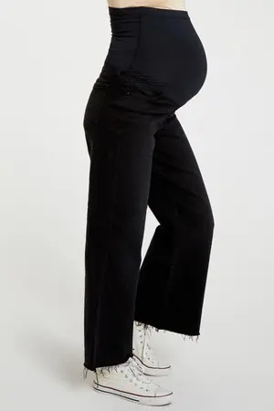 PINKBLUSH Wide Leg Maternity Jeans - Black