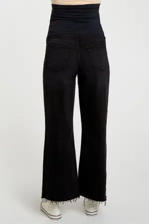 PINKBLUSH Wide Leg Maternity Jeans - Black