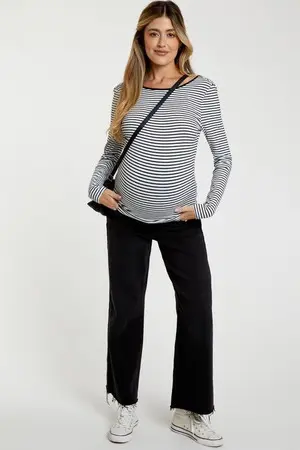 PINKBLUSH Wide Leg Maternity Jeans - Black