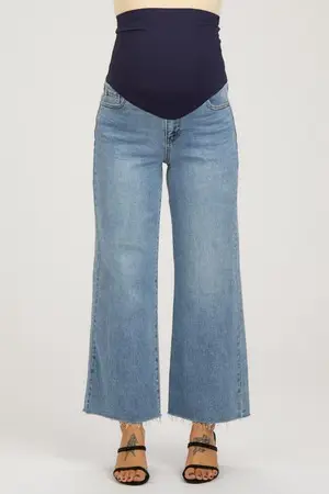 PINKBLUSH Wide Leg Maternity Jeans - Blue