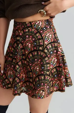HOLICHIC Riley Embroidered Foil Mini Skirt