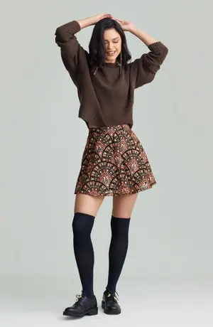 HOLICHIC Riley Embroidered Foil Mini Skirt