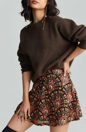 HOLICHIC Riley Embroidered Foil Mini Skirt