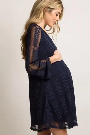 PINKBLUSH Mesh Overlay Maternity Dress