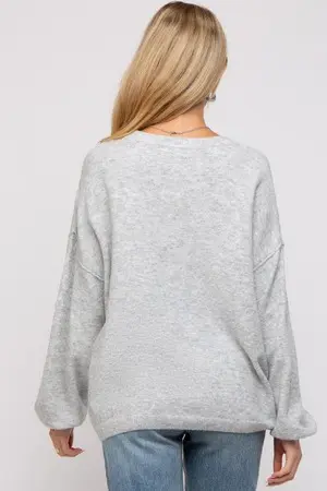 PINKBLUSH Drop Shoulder Maternity Sweater - Silver
