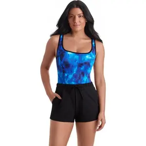 SHAPESOLVER SPORT Binded One-piece Swimsuit - Laguna Waters