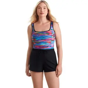 SHAPESOLVER SPORT Binded One-piece Swimsuit - Tidal Wave