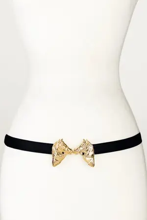RAINA BELTS Harvey Horse Clasp Leather Belt - Black