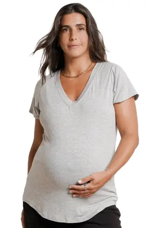NOM MATERNITY The Nursing Tee - Heather Gray
