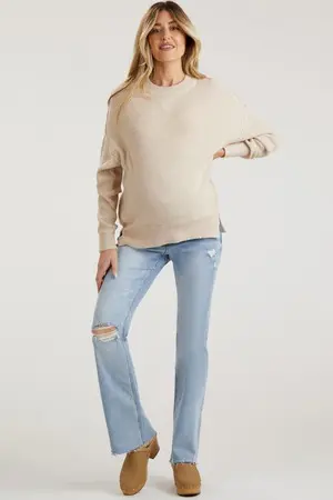 PINKBLUSH Distressed Bootcut Maternity Jeans - Blue