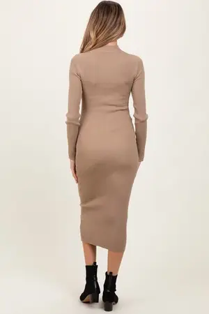 PINKBLUSH Fitted Ribbed Knit Maternity Midi Dress