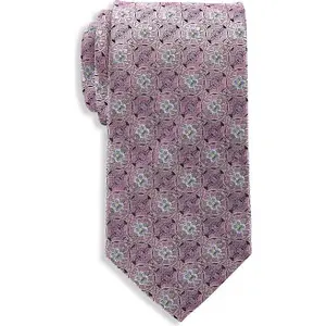 OAK HILL PREMIUM BY DXL Floral Medallion Silk Tie - Pink