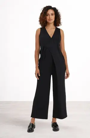 NOM MATERNITY Ines Maternity & Nursing Full Length Jumpsuit - Black