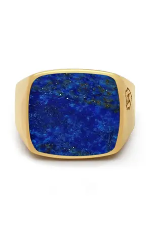NIALAYA Signet Ring With Lapis Lazuli - Gold/blue Lapis