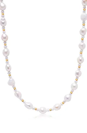 NIALAYA Maui Pearl Choker - White Pearls/gold