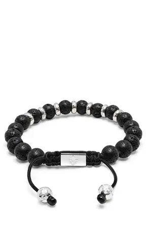 NIALAYA JEWELRY Sterling Silver And Lava Stone Beaded Bracelet - Black/silver