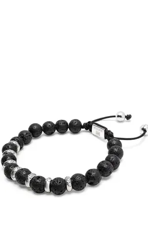 NIALAYA JEWELRY Sterling Silver And Lava Stone Beaded Bracelet