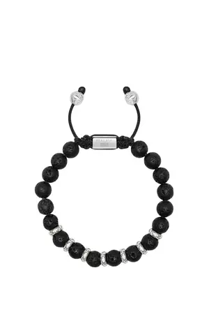 NIALAYA JEWELRY Sterling Silver And Lava Stone Beaded Bracelet - Black/silver