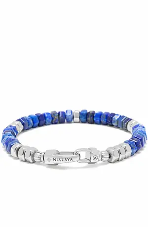 NIALAYA JEWELRY Hexagon Beaded Bracelet Blue Lapis
