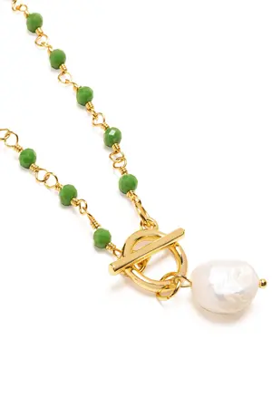 NIALAYA Cz Pearl Wrap Necklace