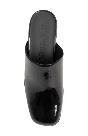 Aerosoles Leather Wedge Mule - Black Patent