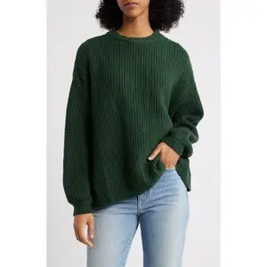 PACSUN Oversize Ribbed Sweater - Green