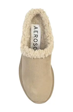 Aerosoles Flory Faux Shearling Slipper - Stone Suede Shearling