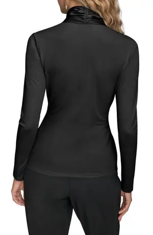 Donna Karan New York Wrap Front Long Sleeve Top - Black