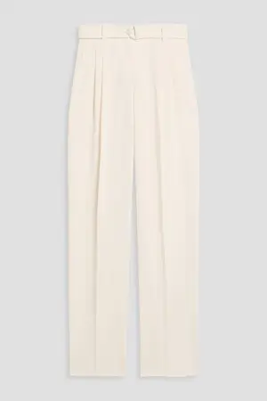 Max Mara Latina Belted Crepe Straight-leg Pants - Cream