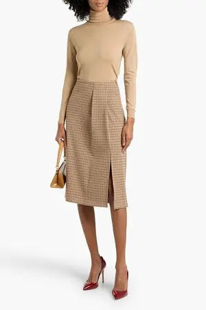 Max Mara Deborah Houndstooth Jersey Midi Skirt - Camel