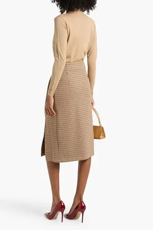 Max Mara Deborah Houndstooth Jersey Midi Skirt - Camel