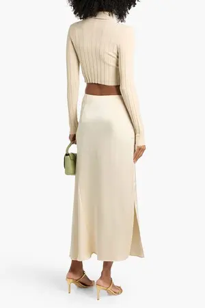 Max Mara Aia Satin Midi Skirt - Cream